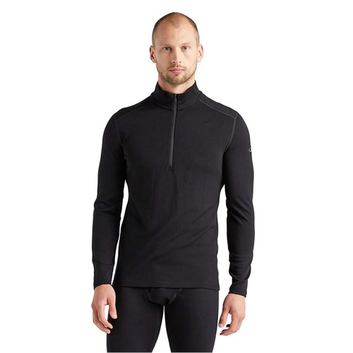 Icebreaker mens merino 260 Tech long sleeve half zip base layer in black